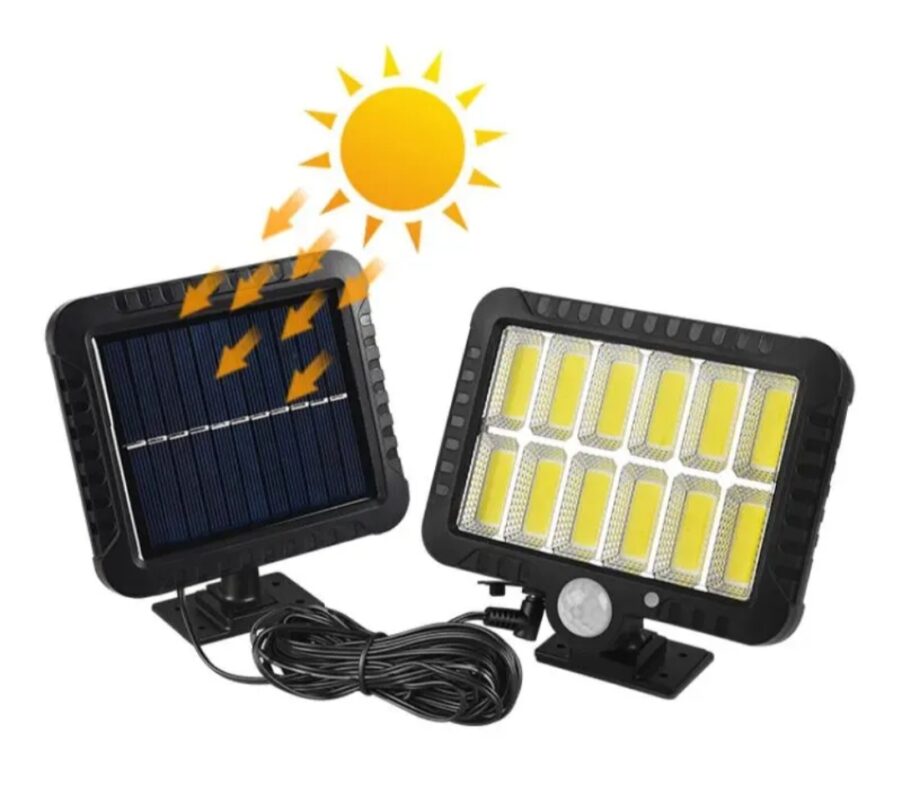 Foco Con Panel Solar De 12 COB Con Control Remoto – todoelectroofertas