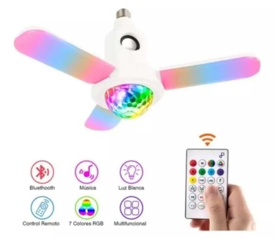 Lámpara Con Parlante Led Rgb Bluetooth Control 3 Aspas - todoelectroofertas