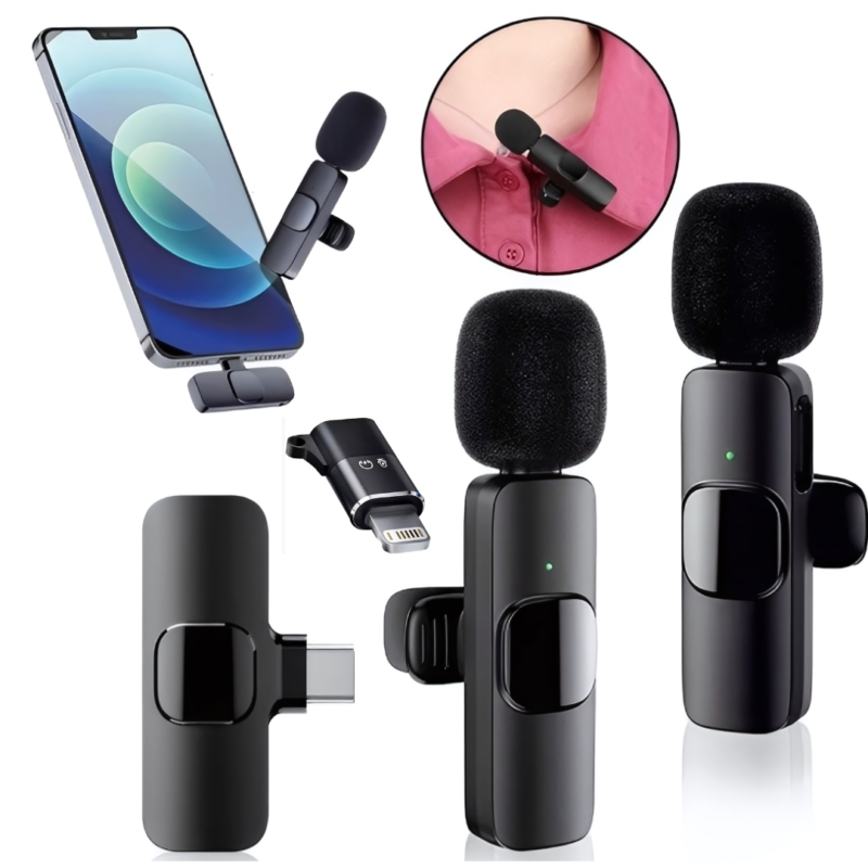 Dos Micrófonos Inalámbrico Lightning Color Negro K9 - todoelectroofertas