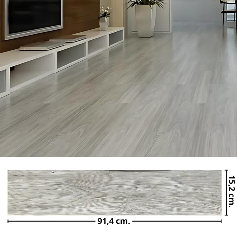 Piso Laminado de PVC Adhesivo Color Gris Fray Caja de 5 Mt2 ...